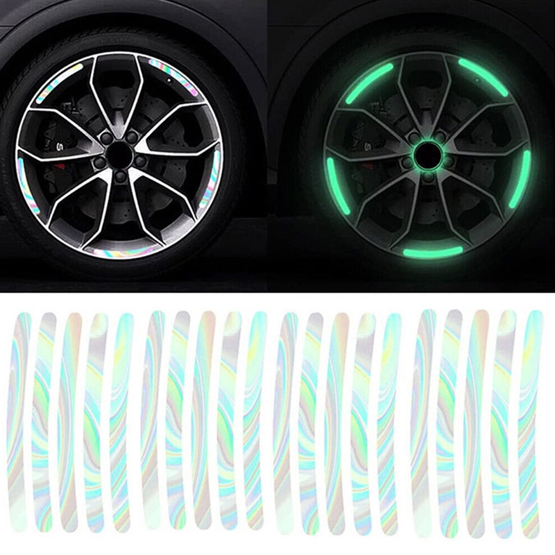 Car Wheel Sticker Reflective Sticker Car Wheel Tire Rims Sticker 20 pcs