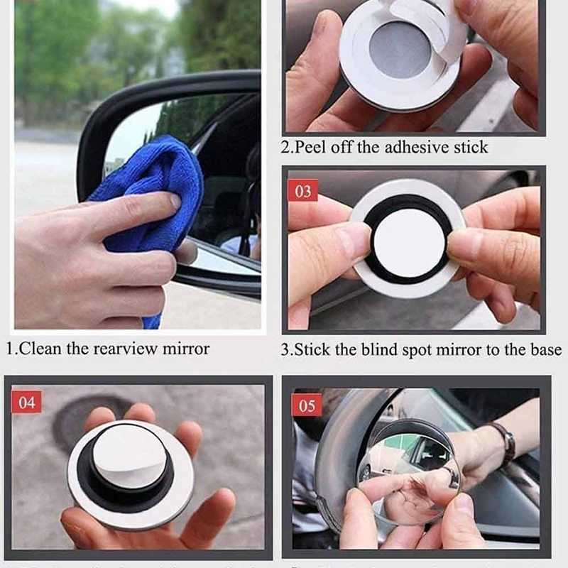 Mini Blind Spot Mirror Wide Angle Convex Rear View Mirror 2ps