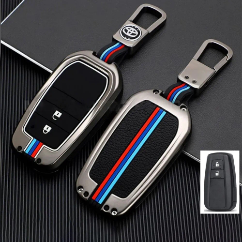 Car Metal Key Cover With Car Key Ring And Soft Silicone For Toyota CHR ...