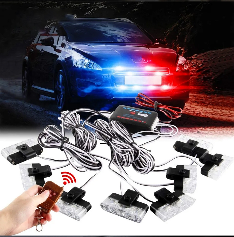 Car LED Strobe Light Wireless Remote Control Strobe grill Light 8 x ...
