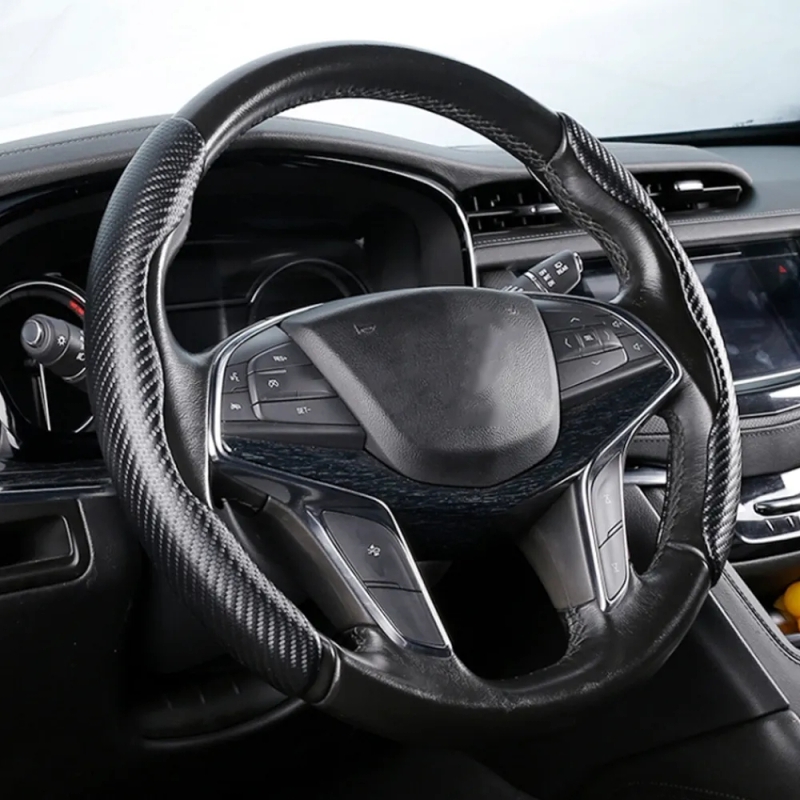 Two Part Carbon Fiber Steering Cover for Cars – Enhance Grip And Style