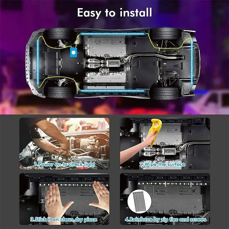 Car Underglow led Light kit 4Pcs Car High Intensity Lights Strip ...