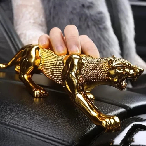 Golden Jaguar Car Dashboard Showpiece with Moving Head – Elegant Car ...