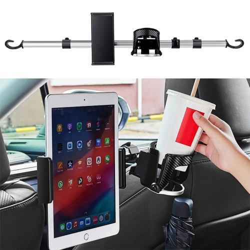 Car Headrest Tap Holder 2 in 1 Car Mobile Holder With Cup Holder And ...