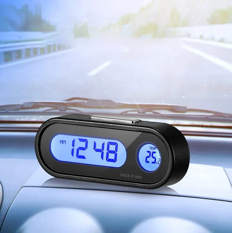 Car Digital Clock Car Dashboard Clock With Thermometer Night Vision Mode