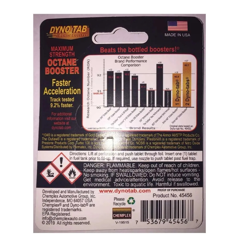 Dyno-tab Octane Booster 6-tab card