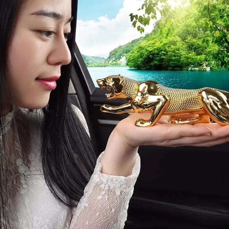 Golden Jaguar Car Dashboard Showpiece with Moving Head – Elegant Car ...