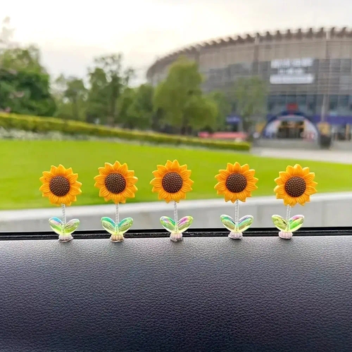 Car Showpiece Sunflower Car Dashboard Decorations 5pcs set