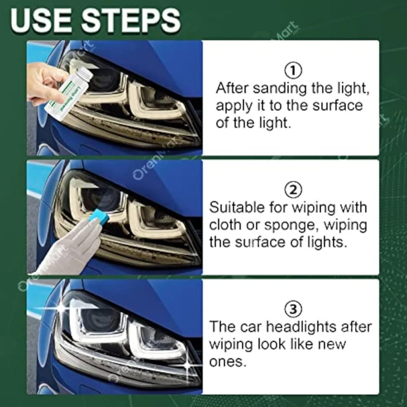 Car Headlight Restoration Polish – Lamp Renewal Solution 50ml | OrenMart