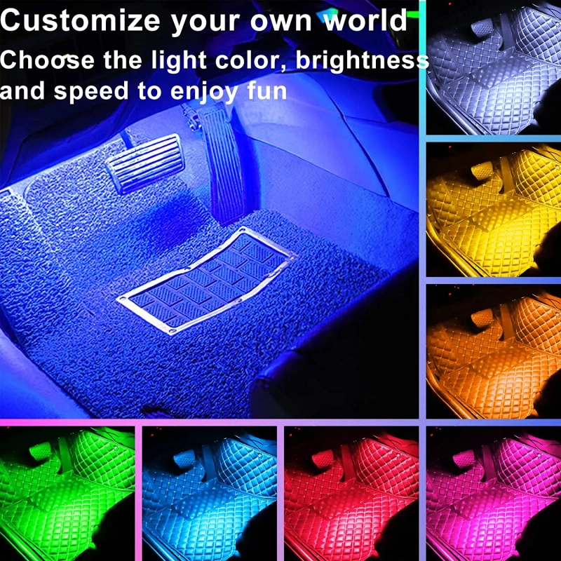 Car Interior RGB Atmosphere Lights – 4pcs Multi-Color Music Sync Neon ...