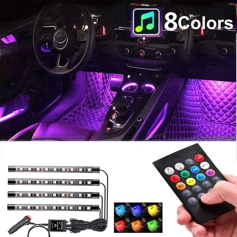 Car Interior RGB Atmosphere Lights – 4pcs Multi-Color Music Sync Neon ...