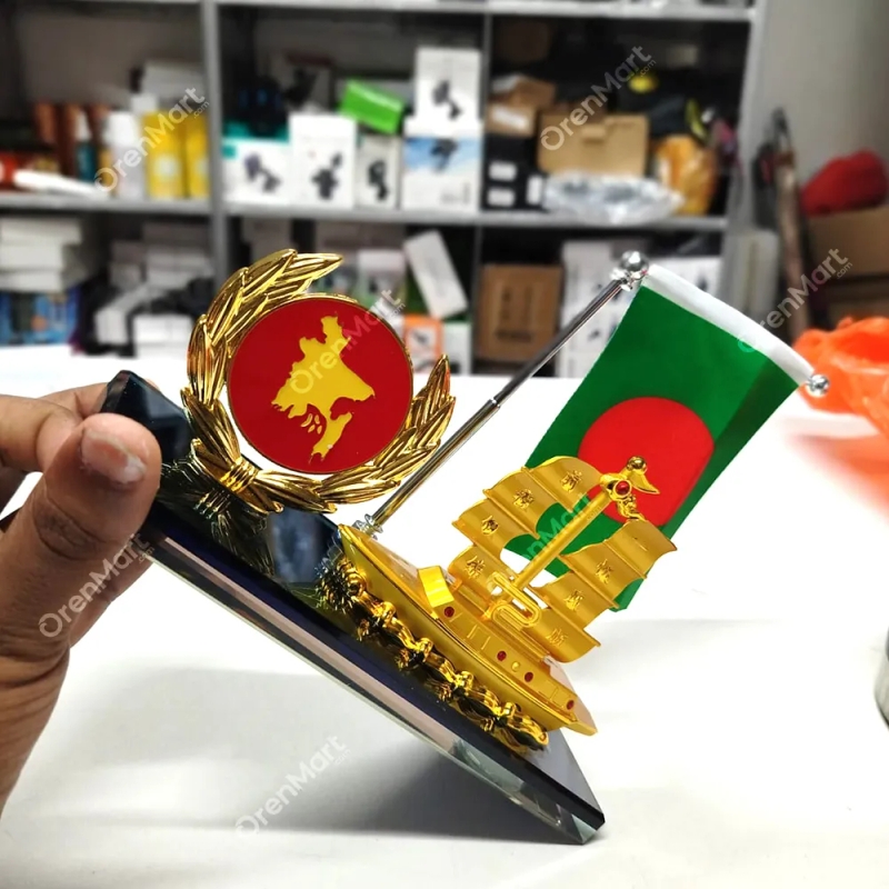 Car Dashboard Showpiece Ship and Bangladeshi Flag Luxury Look ...