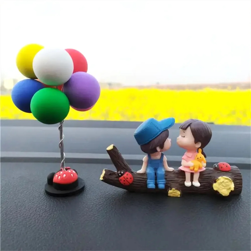 Cute Cartoon Car Dashboard Showpiece Cartoon Couple Action Doll Balloon ...