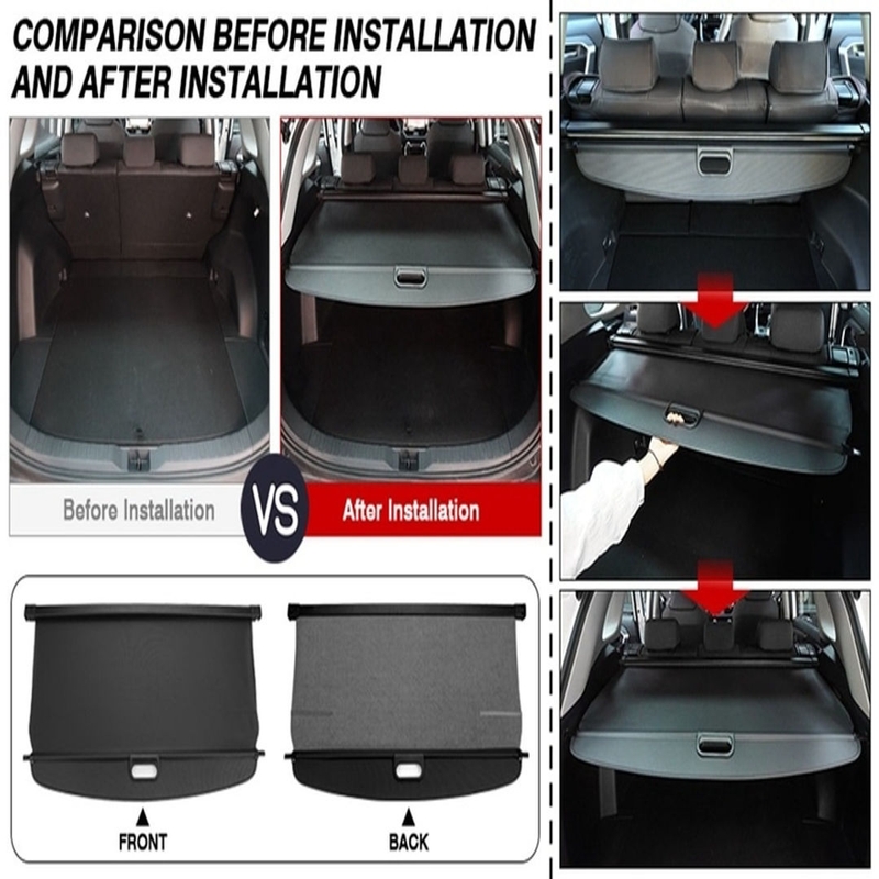 Retractable Car Trunk Cargo Cover | Premium Rear Security Shield (Black)