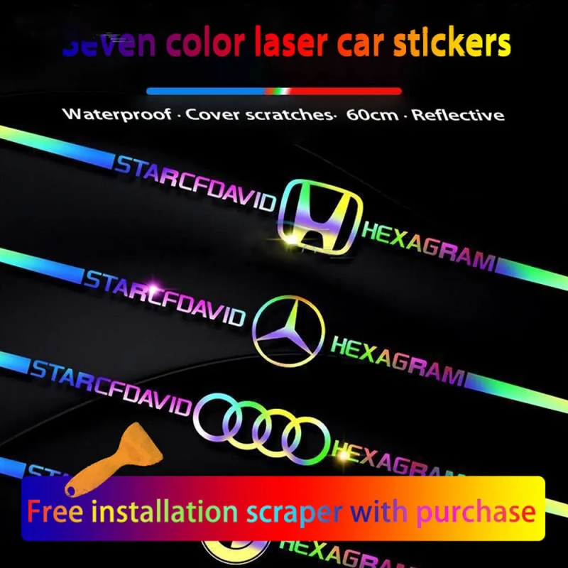 Car Body Laser Reflective Colorful Stickers | Durable, Waterproof, and ...